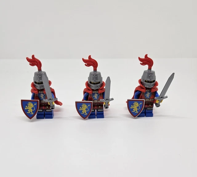 LEGO LION KNIGHT Castle Minifigure Army With Red Cape Greatsword X3 New ...