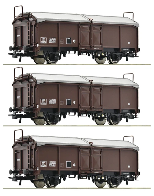 HO SCALE WAGONS - 77020 - 3 piece set: Sliding roof wagons, SNCF $197. ...
