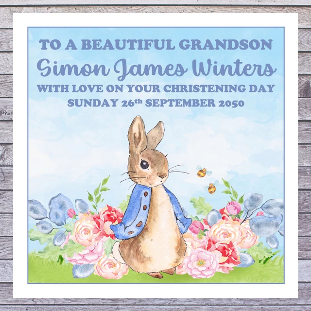 PERSONALISED PETER RABBIT CHRISTENING CARDS daughter son granddaughter ...