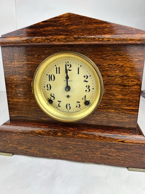 ANTIQUE SETH THOMAS Redwood Adamantine 8 Day Mantle Clock - NEAR MINT £ ...