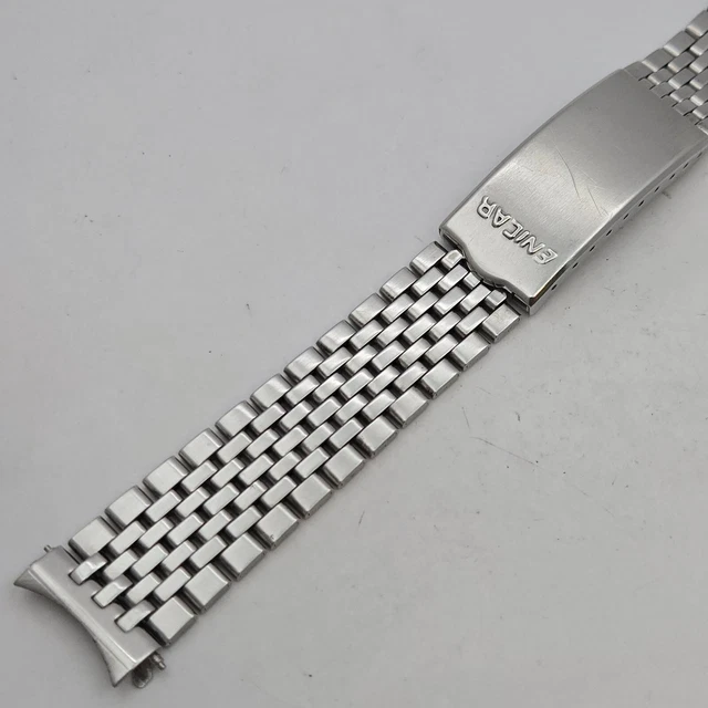 VINTAGE ENICAR WATCH band/bracelet Stainless steel 18mm curved end ...