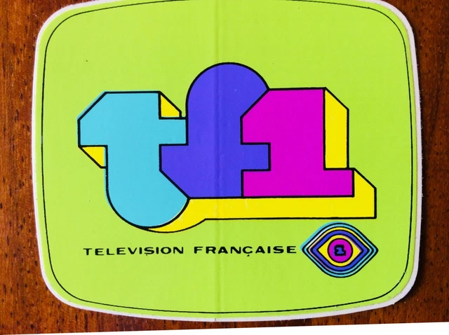 AUTOCOLLANT TF1 VINTAGE TÉLÉVISON FRANÇAISE PASSAGE à LA COULEUR 1975 ...