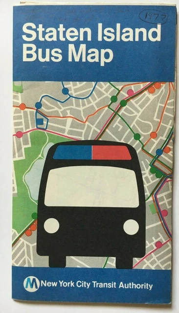 VINTAGE 1977 STATEN Island Bus Map New York City Transit Authority ...