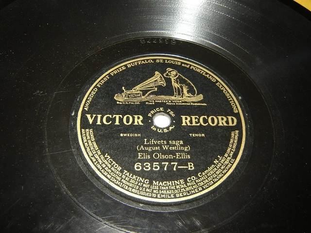 VICTOR 63577 78 RPM Elis Olson-Ellis: Svensk Folkvisa/Lifvets saga ...