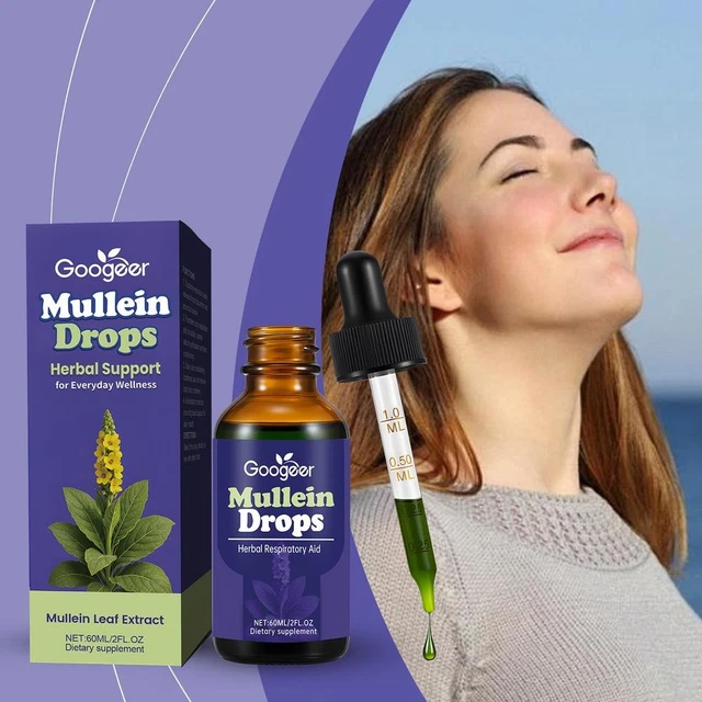 MULLEIN LEAF EXTRACT Drops Lung Cleanse Respiratory Herbal Drop Health ...