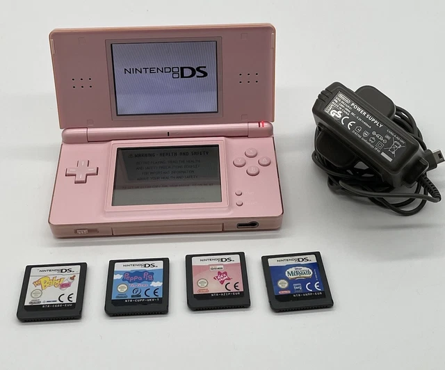 NINTENDO DS LITE Console Pink With Original Charger & 4X Games GWO £44. ...