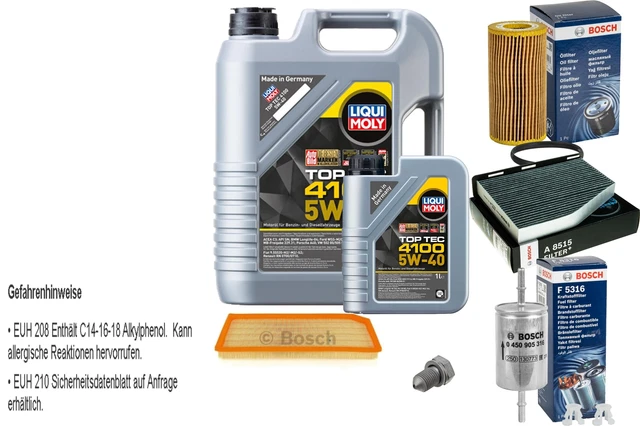 BOSCH INSPECTION SET 6L Haut Liqui Moly Tec 4100 5W-40 pour VW Audi Golf V 2.0 EUR 130,27 ...