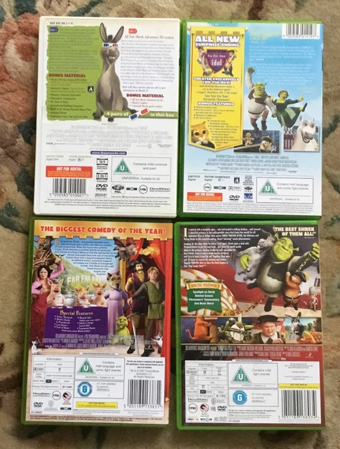 SHREK 5 FILM DVD Bundle Shrek, Shrek 3.D, Shrek 2, Shrek 3, Shrek Final ...