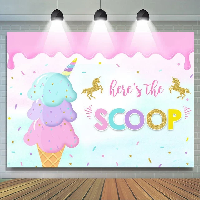 HERES THE SCOOP Ice Cream Balls Sweet Birthday Backdrop $36.00 ...