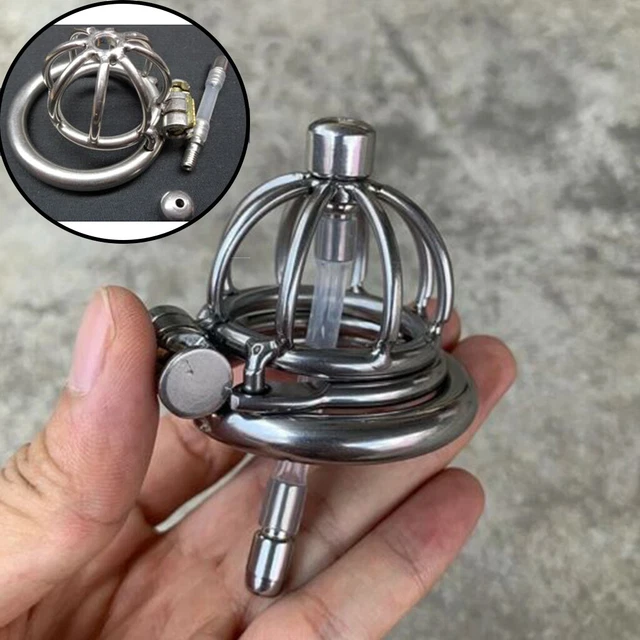 EDELSTAHL KEUSCHHEITSKÄFIG PENISKÄFIG Mit Urethral Prinzenzepter Chastity Cage EUR 26,88 ...