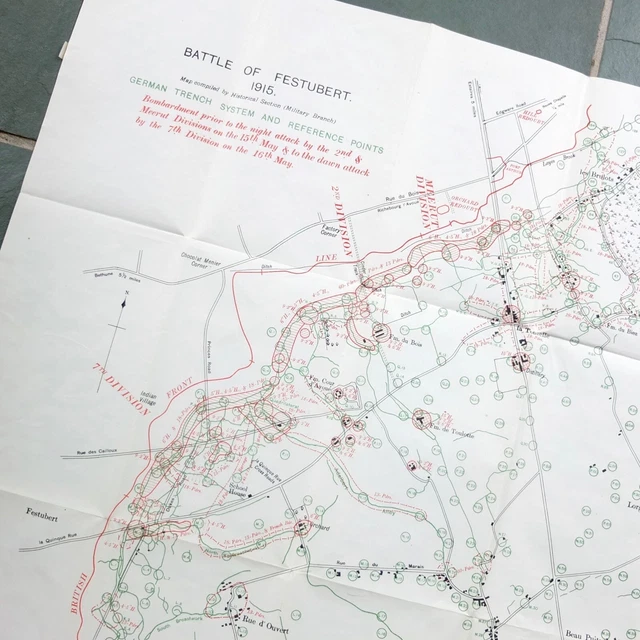 WW1 1915 BATTLE Of Festubert German Trenches Map British Ordnance ...