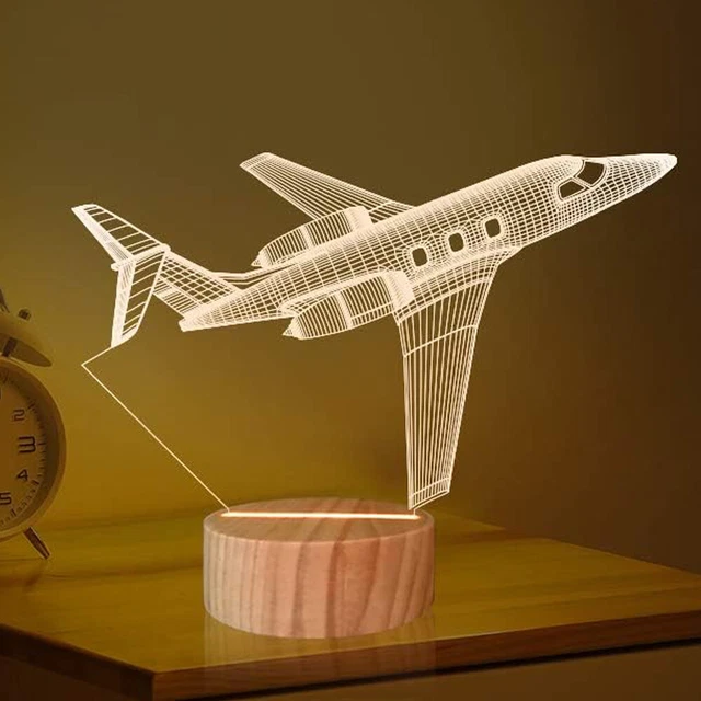 3D VISUAL AIRPLANE Night Light Aircraft LED Desk Lamp USB Powered Table ...