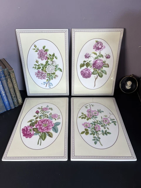 VINTAGE COMPLETE SET Of Royal Worcester Rose collection Wall plaque ...