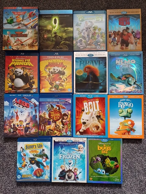DISNEY, PIXAR, ANIMATED Blu Ray Collection Lot, 16 Movies with slip ...