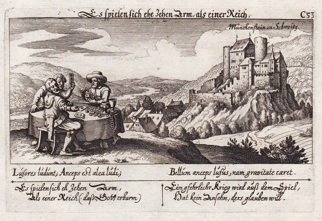 BURG MÜNCHENSTEIN BZ Arlesheim Schweiz Suisse Kupferstich gravure ...