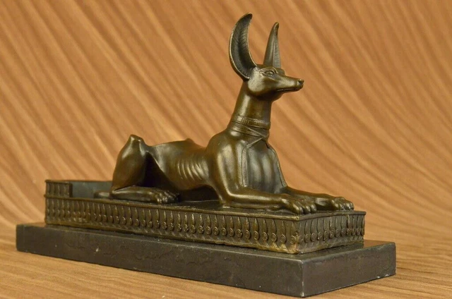 ANCIENT EGYPTIAN LARGE Genuine Bronze Anubis Afterlife God on Pedestal ...