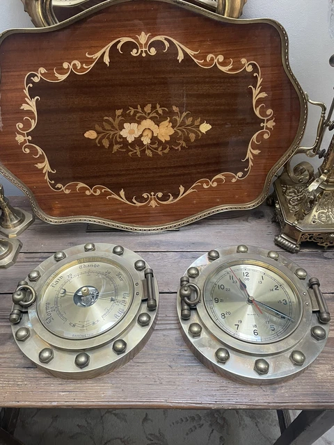 BRASS SHIPS PORTHOLE Quartz 'Ship's Time' Clock And Barometer 9.25”working £146.32 - PicClick UK