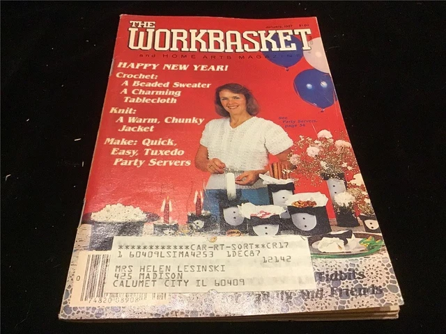 WORKBASKET MAGAZINE JANUARY 1987 Crochet a Beaded Sweater, Knit Chunky ...