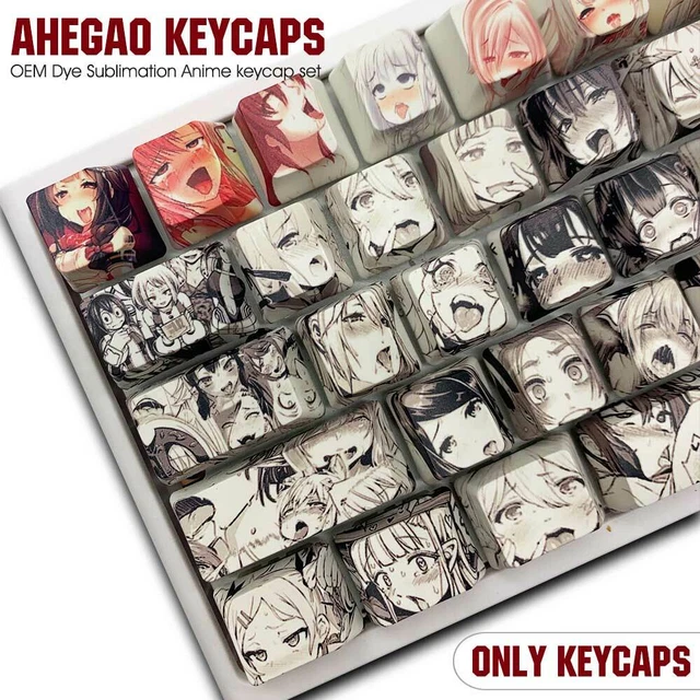 GLORIOUS AHEGAO ANIME Waifu Manga Keycap Set 108 Thick PBT Mechanical ...
