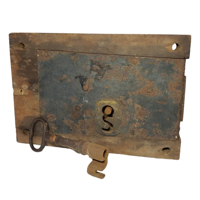 ANTIQUE DOOR LOCK & Key 1800's Architectural Barn Latch £353.02 ...