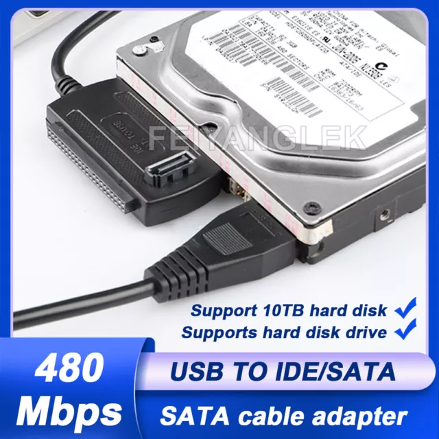 SATA/PATA/IDE DRIVE TO USB 2.0 Adapter Converter Cable For 2.5”/3.5 ...