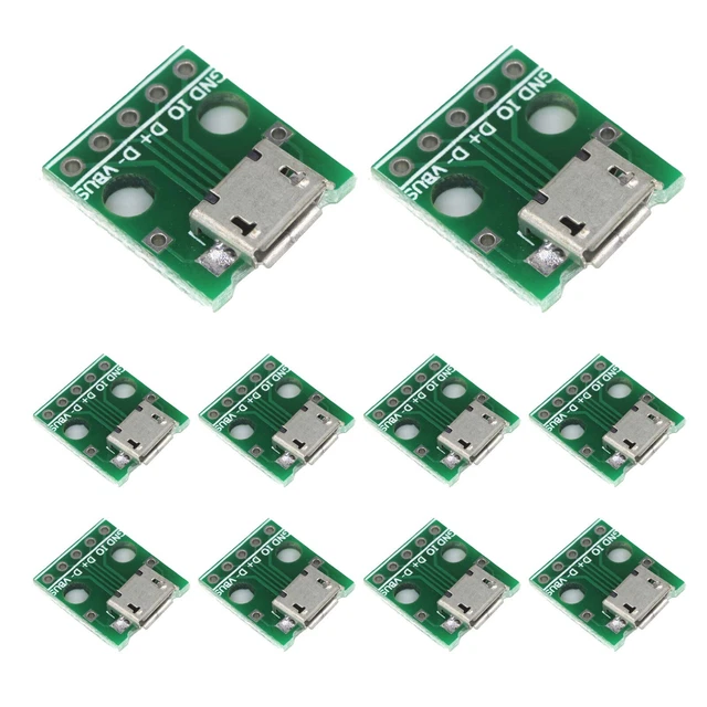 PCB CONVERTERS MICRO USB Female to 5P DIP Female Breadboard Adapter ...