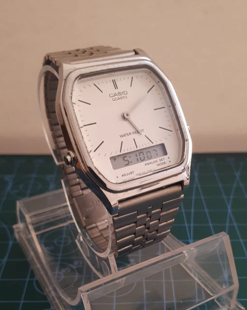 CASIO AQ-228 ANALOGUE Digital Vintage Watch Stopwatch Module 755 - Used ...