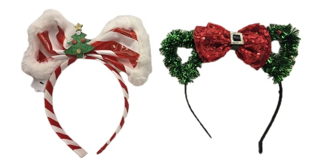 CHRISTMAS HOLIDAY HEADBANDS Candy Cane Stripe With Lights & Green Cat ...