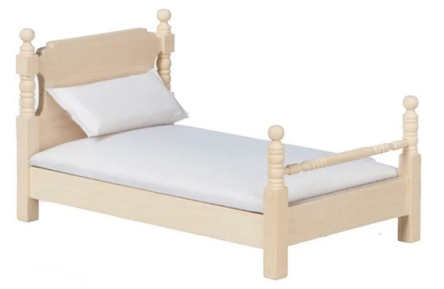 MAISON DE POUPÉES Simple Lit Inachevé Bare Bois Miniature Mobilier de Chambre EUR 23,40 ...