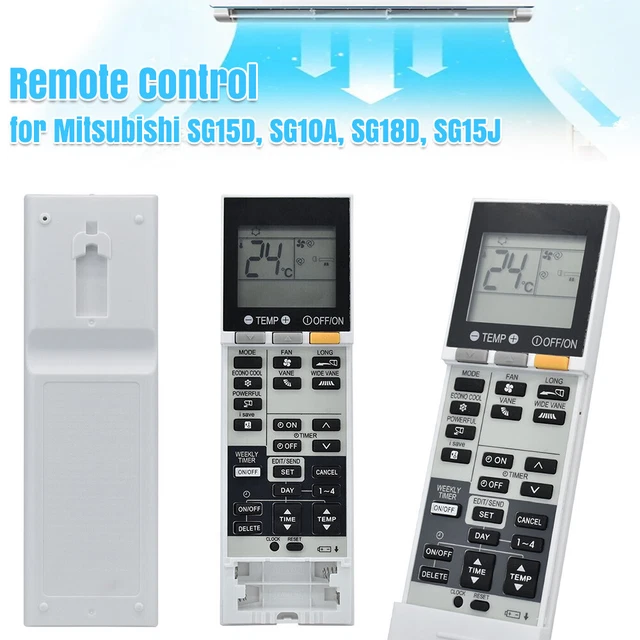 AIR CON REMOTE Control for Mitsubishi Remote Models SG15D, SG10A, SG18D ...