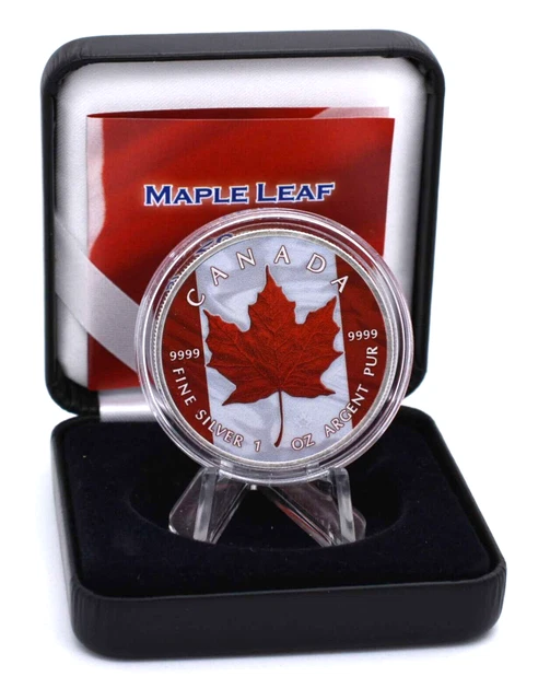 1 OZ SILVER Maple Leaf 2022 Color Flag Edition in Box £73.35 - PicClick UK