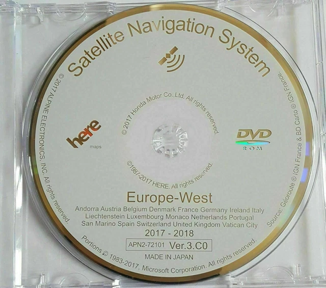 DVD MAPPA EUROPA 2018 Honda Versione 3 C0 Dvd Europa Est E Ovest 2 Dvd ...