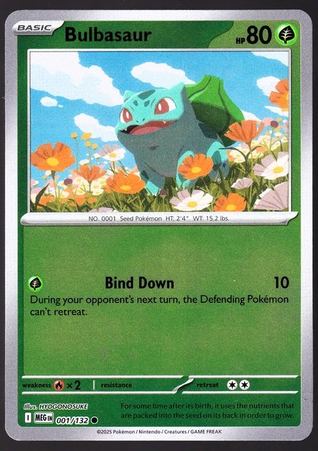 BULBASAUR MEGA EVOLUTION 001/132 Reverse Holo Pokemon TCG Card NM $2.19 ...