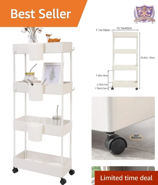 HEAVY-DUTY ROLLING CART - 4-Tier Storage Shelves - Stainless Steel ...