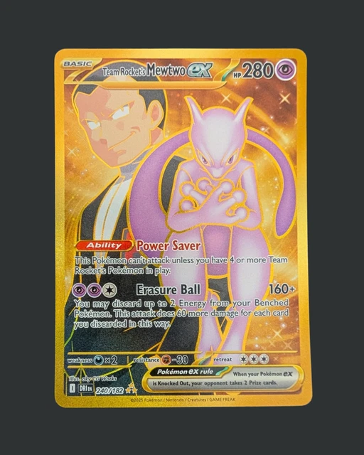 TEAM ROCKETS MEWTWO ex 240/182 Destined Rivals Pokemon Gold Hyper Rare ...