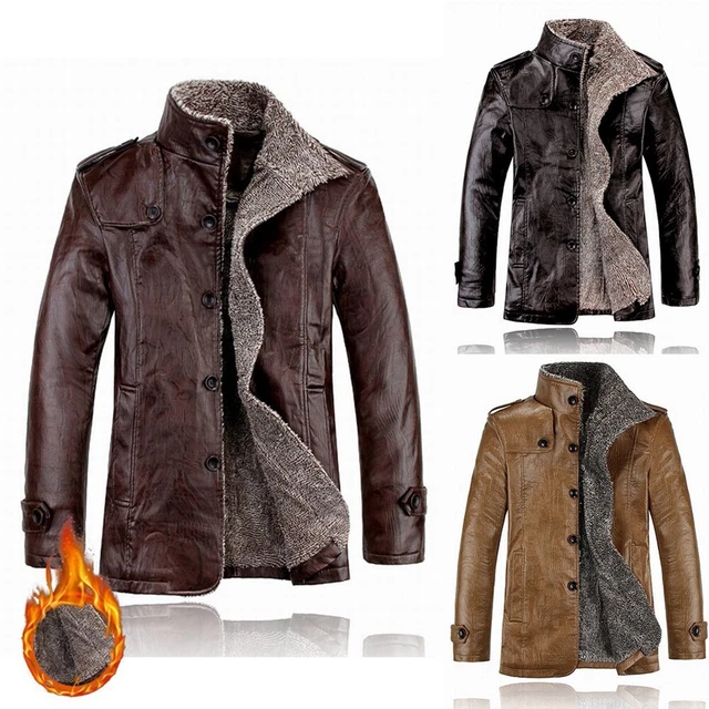 MANTEAU CONFORT HOMME Veste Rétro Cavalier Solide Trench Hiver Manteau ...