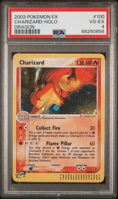 POKEMON CHARIZARD EX Dragon 100/97 Secret Rare Holo PSA 4 Excellent 💎💎💎 ...