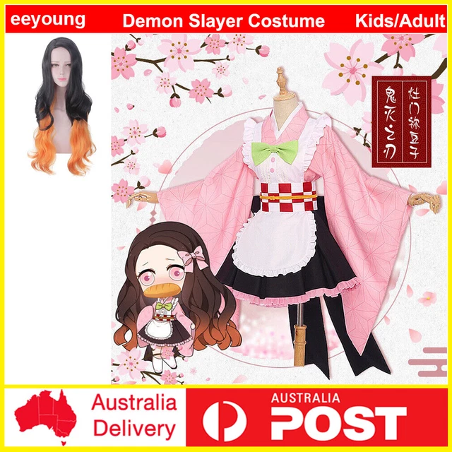 ADULTS KIDS DEMON Slayer Kamado Nezuko Cosplay Costume Kimono Book Week ...