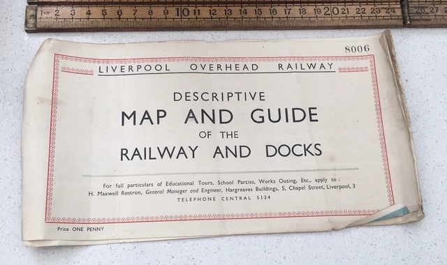 VINTAGE MAP, VINTAGE Liverpool Overhead Railway Map & Guide To Railway ...