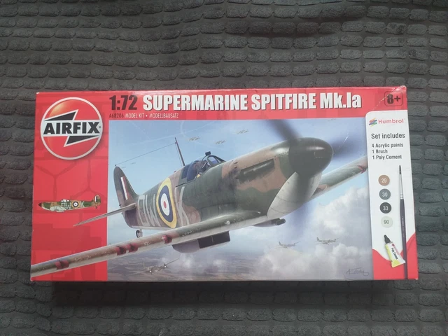 AIRFIX SUPERMARINE SPITFIRE Mk1a 1:72 scale kit with paints, glue, Brush £4.99 - PicClick UK