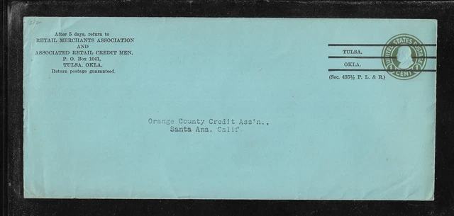 US PRECANCEL ENVELOPE: OK Tulsa 1a1 A 29 28a Used (Retail Merchants ...