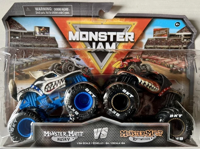 MONSTER JAM DOUBLE Monster Mutt Husky Vs Rottweiler 1:64 Trucks New ...