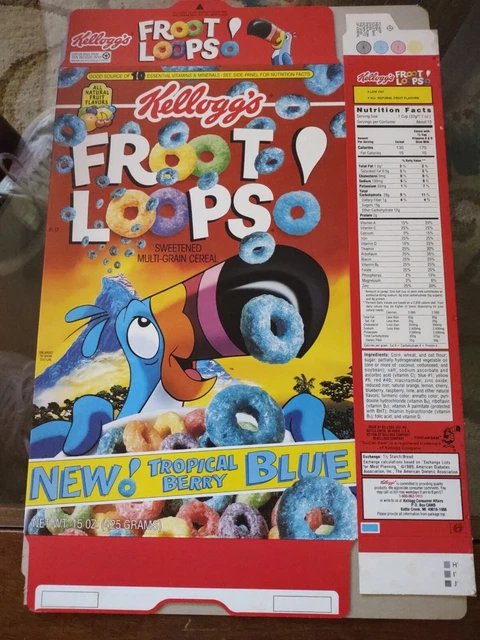 VINTAGE KELLOGGS 1996 Froot Loops Cereal Empty Unused Flat Box ~Berry ...