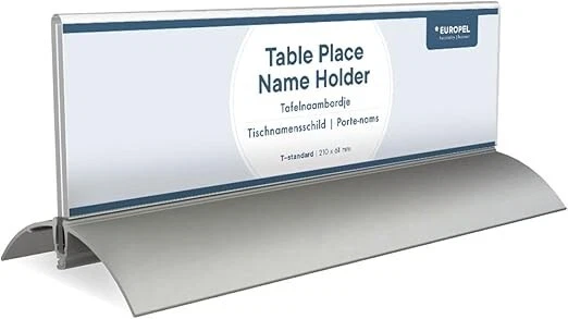 EUROPEL PREMIUM ACRYLIC & Aluminium Table Place Name Holder 61x210mm ...