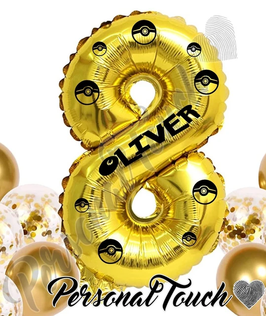 POKEMON BIRTHDAY PERSONALISED DECAL SET for Foil number balloon - NAME ...