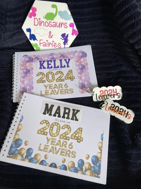 PRIMARY/HIGH SCHOOL LEAVERS 2024 Signing Book And Keyring Set, memory ...