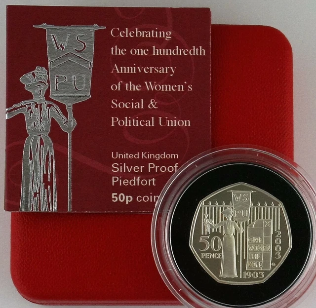 2003 ROYAL MINT Suffragettes PIEDFORT Silver Proof Fifty Pence 50p coin ...
