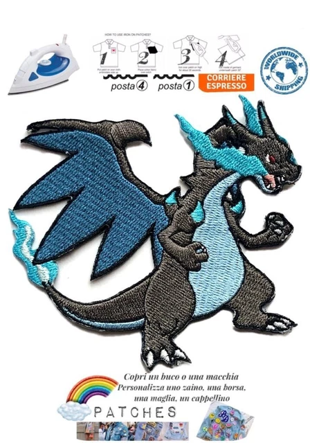 PATCH MEGA CHARIZARD X Pokémon Y toppa termoadesiva iron on monster embroidered EUR 6,49 ...