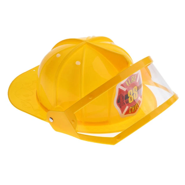 FIREMAN SAFETY HELMET Adjustable Firefighter Hat Yellow Kids Teaching ...