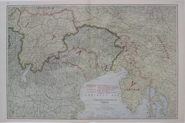 ORIGINAL WW1 MAP ITALIAN-AUSTRIAN FRONT Battle Lines Gorizia Istria ...